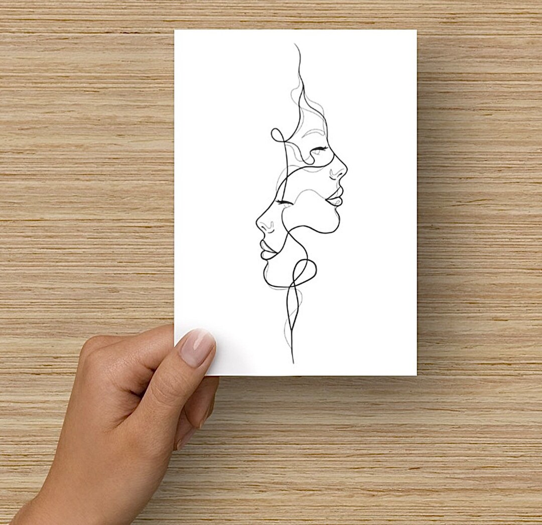 Two Single Line Faces Print - Etsy