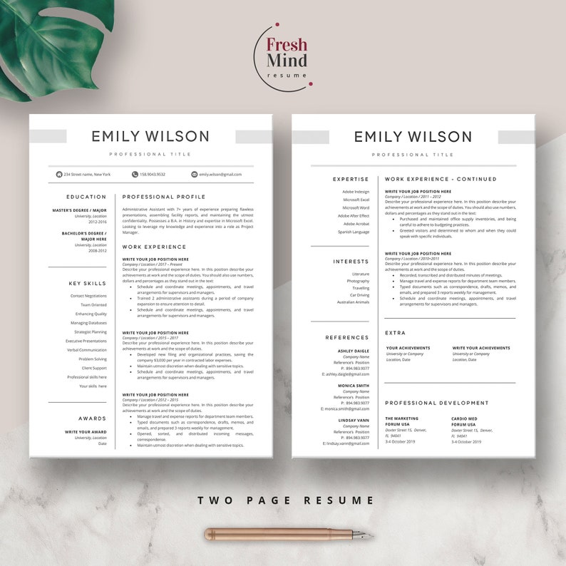 Professional Resume Template Simple Resume Templates Clean Modern ...