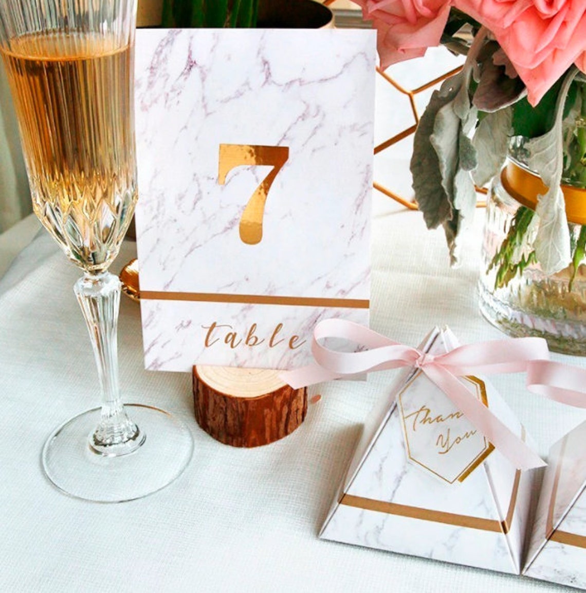 Triangular Pyramid Marble Candy Box Wedding Favors and Gifts | Etsy