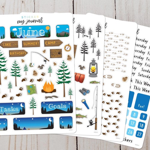 July Monthly Bullet Journal Sticker Kit Patriotic Stickers | Etsy