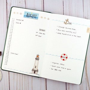 August Monthly Bullet Journal Sticker Kit Beach themed | Etsy