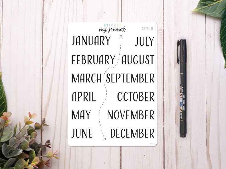 Months of the Year Sticker Sheet Style A Monthly Headers - Etsy