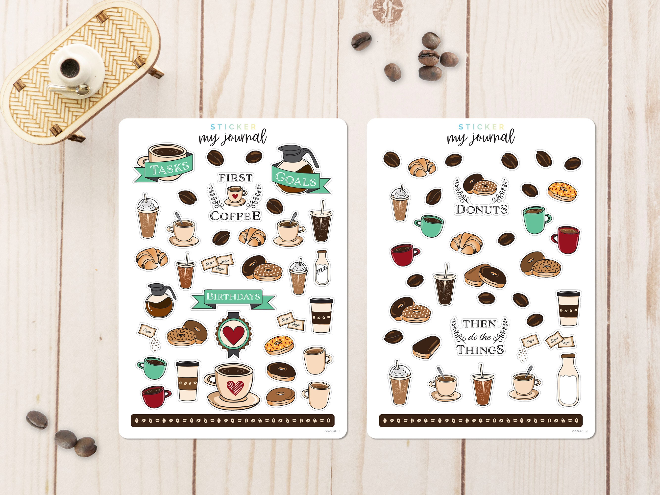 Coffee Lover Any Month Undated Bullet Journal Sticker Kit | Coffee ...