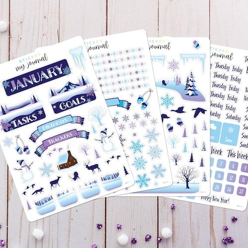 Winter Printable Stickers Planner Stickers Bullet Journal - Etsy