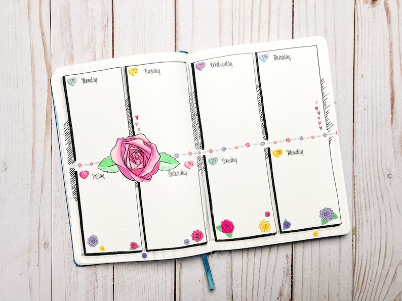 February Monthly Bullet Journal Sticker Kit Valentines - Etsy