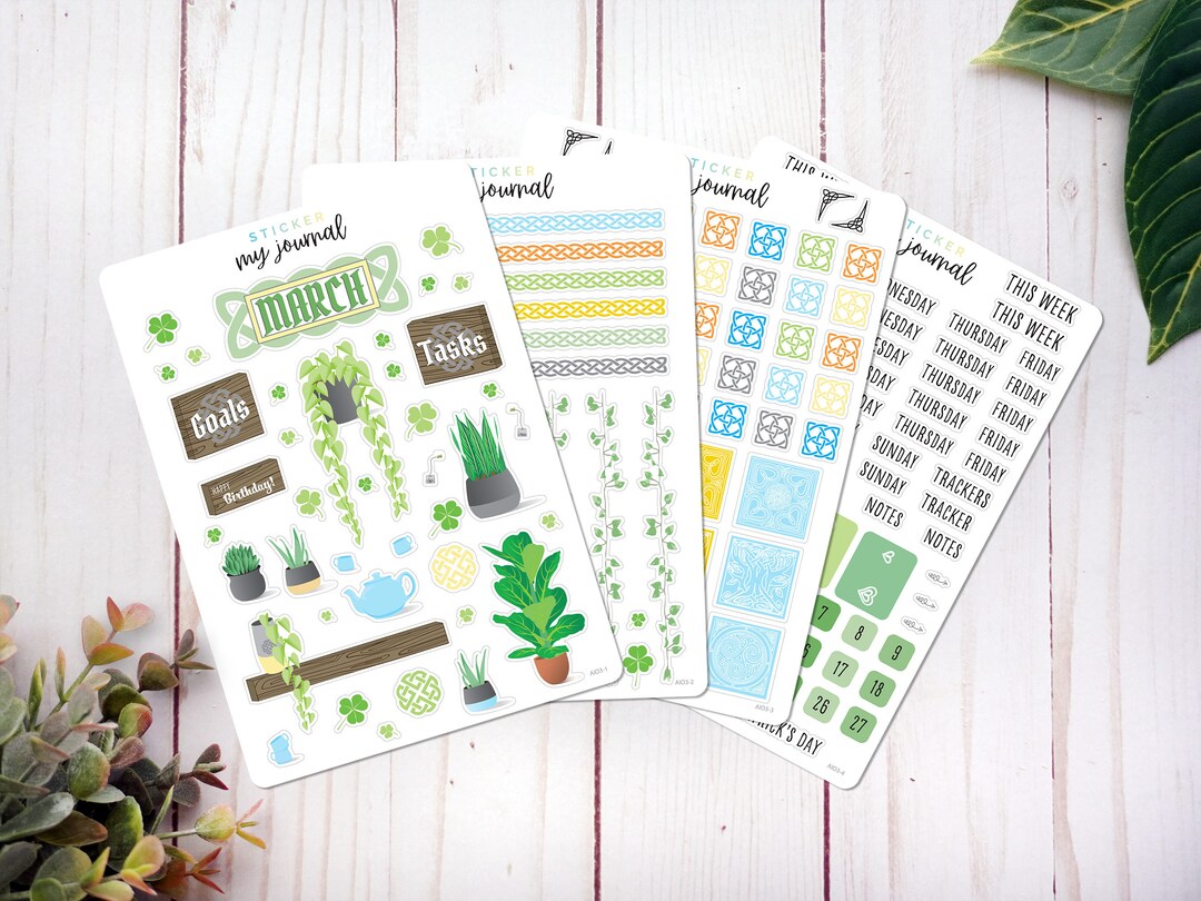 March Monthly Bullet Journal Sticker Kit - Themed Stickers for Your ...
