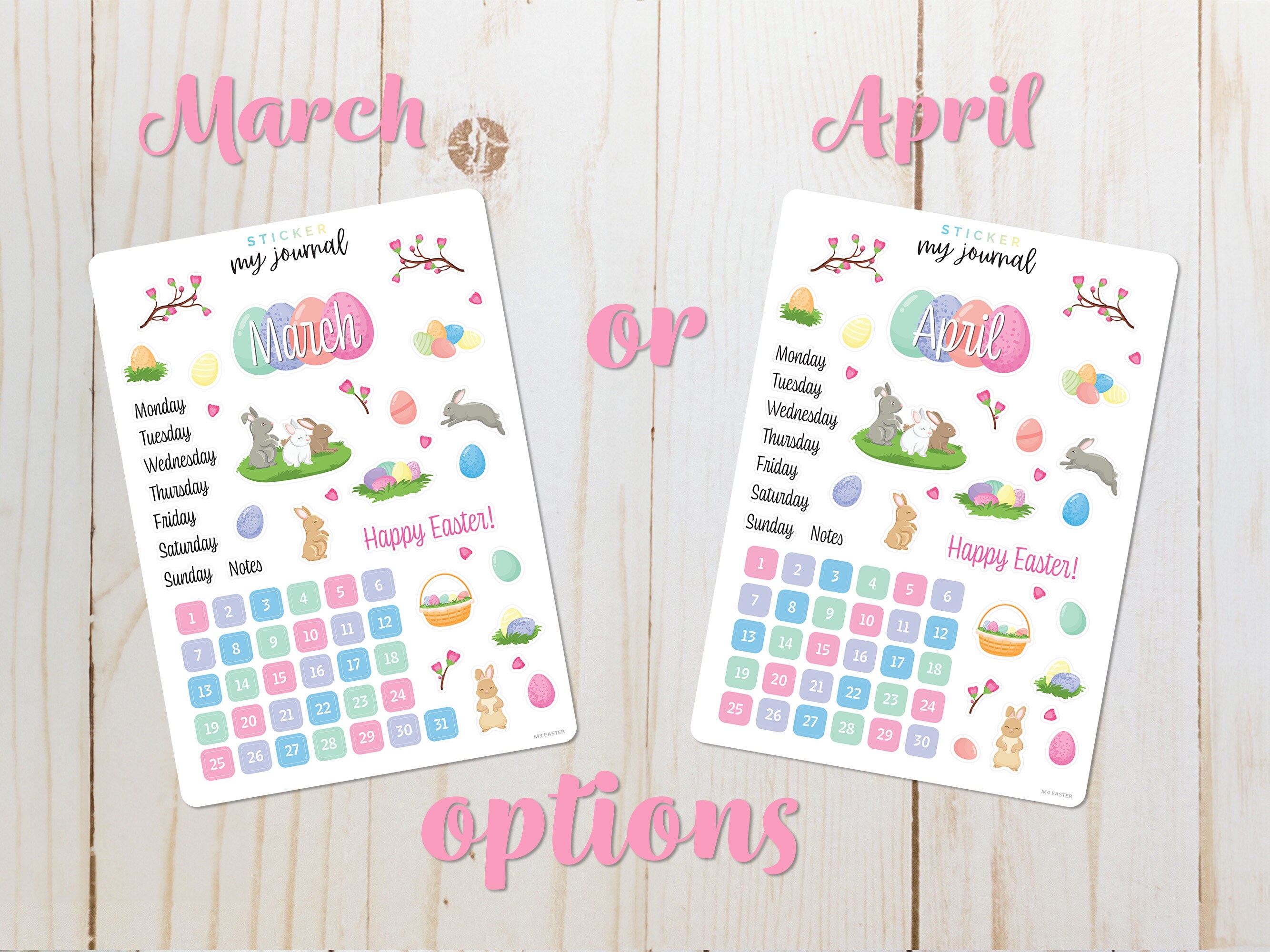 Easter Bullet Journal Sticker Sheet for March or April - Basics ...