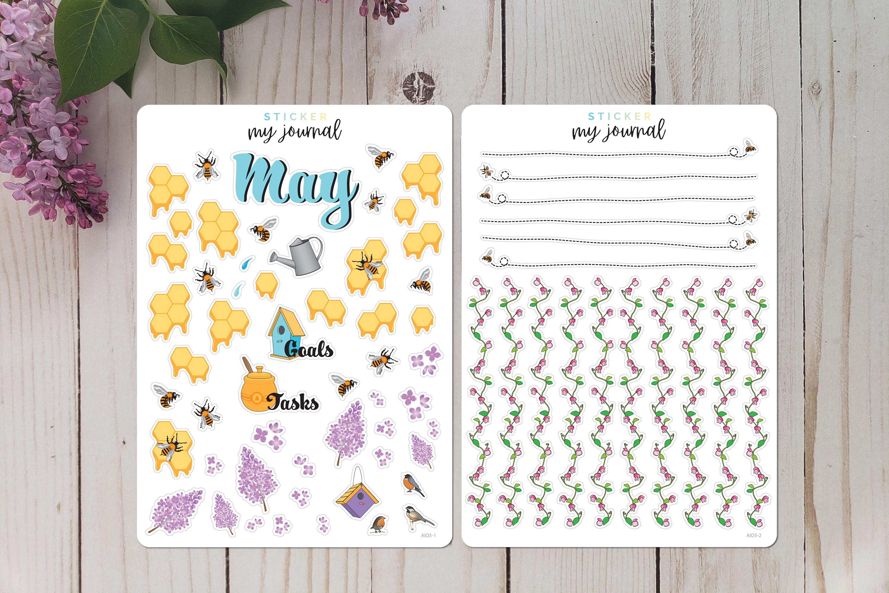 May Monthly Bullet Journal Sticker Kit Spring Garden themed - Etsy España
