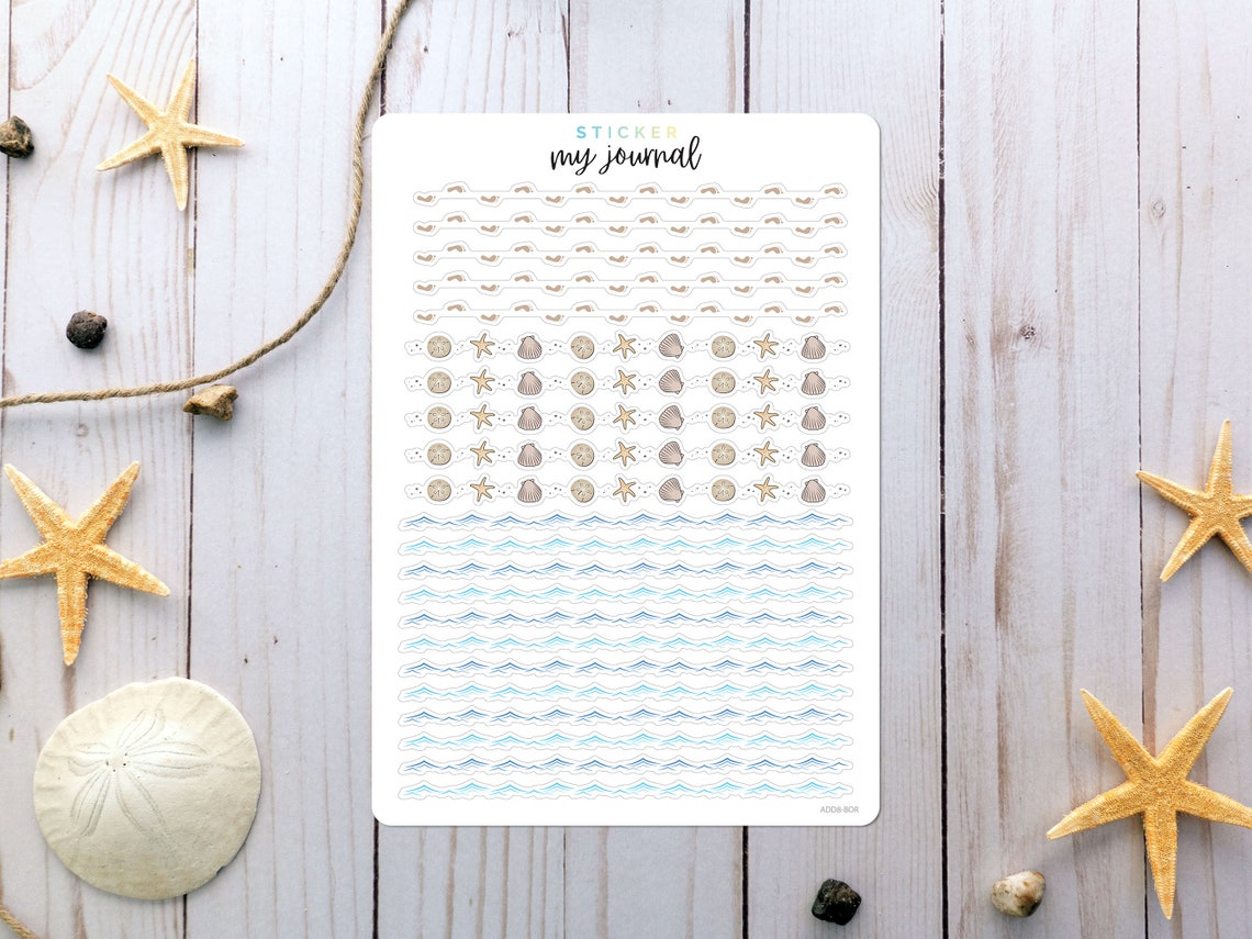 Beach Borders Sticker Sheet Themed Stickers for Your Bullet - Etsy