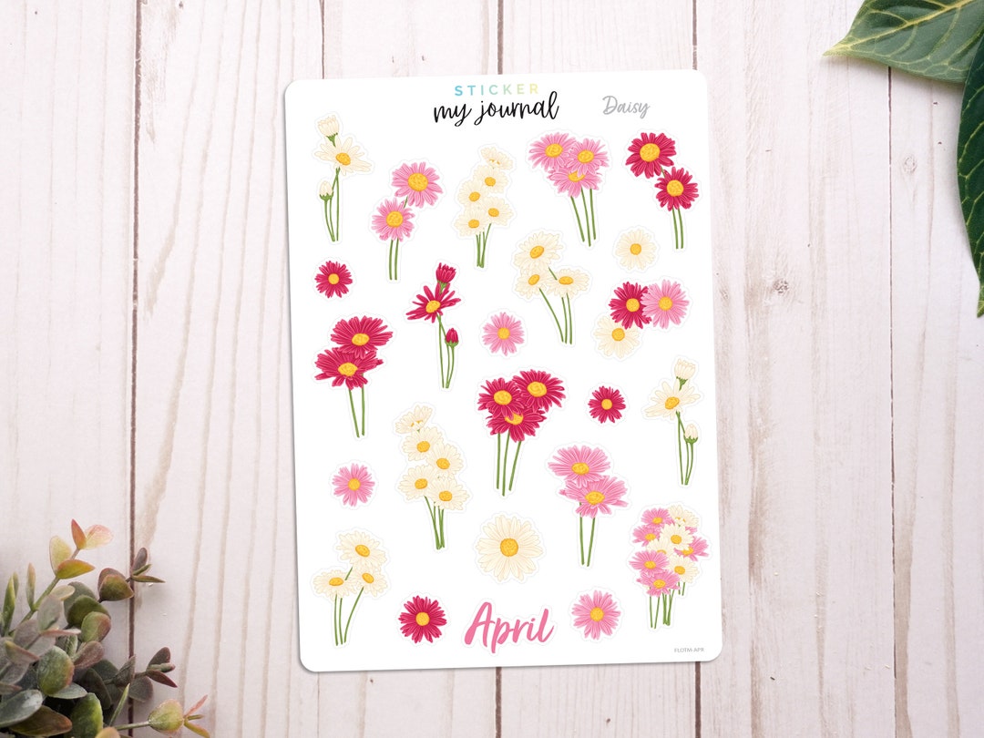 April Flowers of the Month Sticker Sheet | Daisies | Stickers for ...