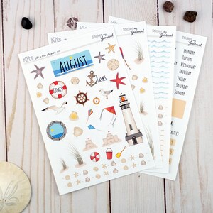 August Monthly Bullet Journal Sticker Kit Beach themed | Etsy