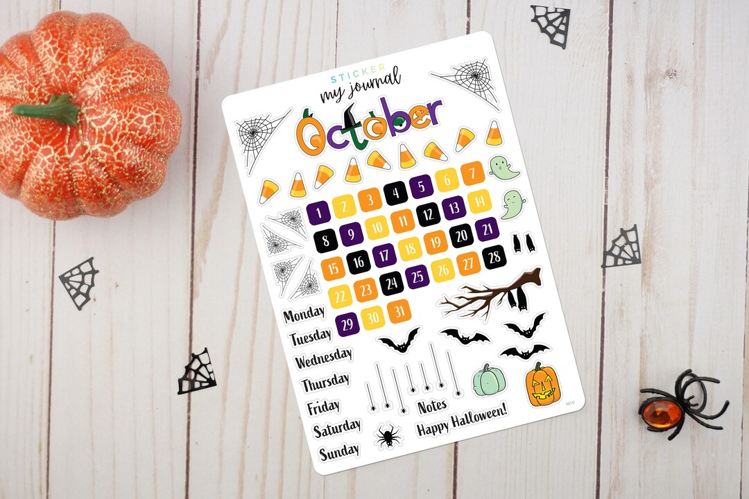 October Bullet Journal Sticker Sheet - Basics - Halloween Themed ...