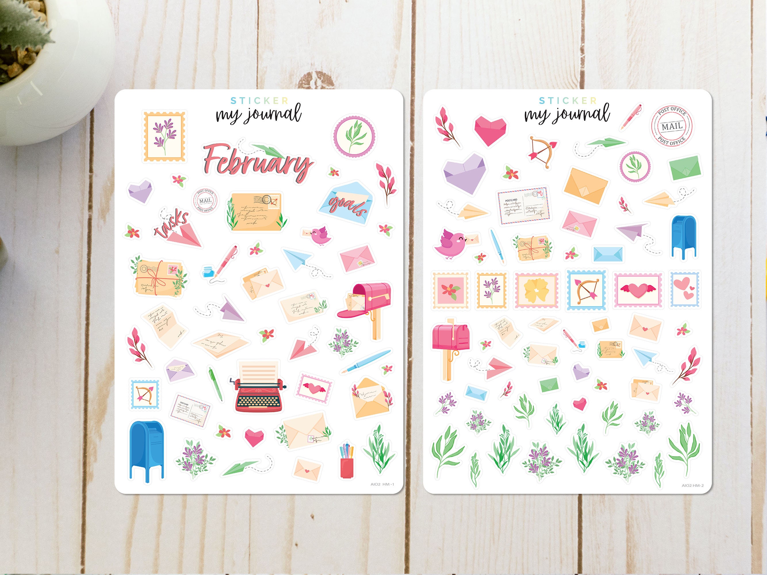 February Monthly Bullet Journal Sticker Kit - Happy Mail Themed Sticker ...