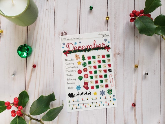 December Bullet Journal Sticker Sheet Basics Christmas | Etsy