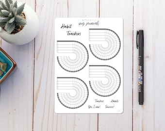 Habit Tracker Planner Stickers Bullet Journal Bujo - Etsy