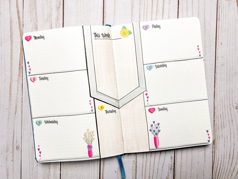 February Monthly Bullet Journal Sticker Kit Valentines - Etsy