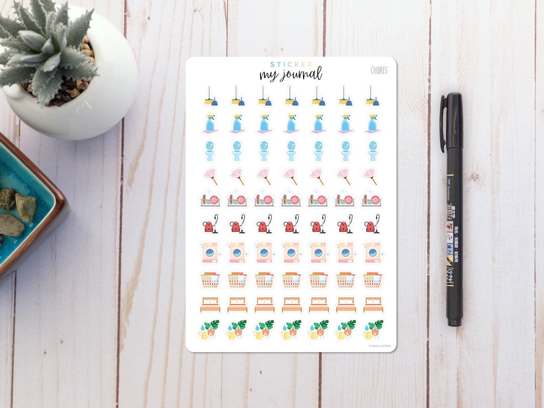 Chore Reminder Stickers - Colorful Calendar Icon Stickers for Your ...