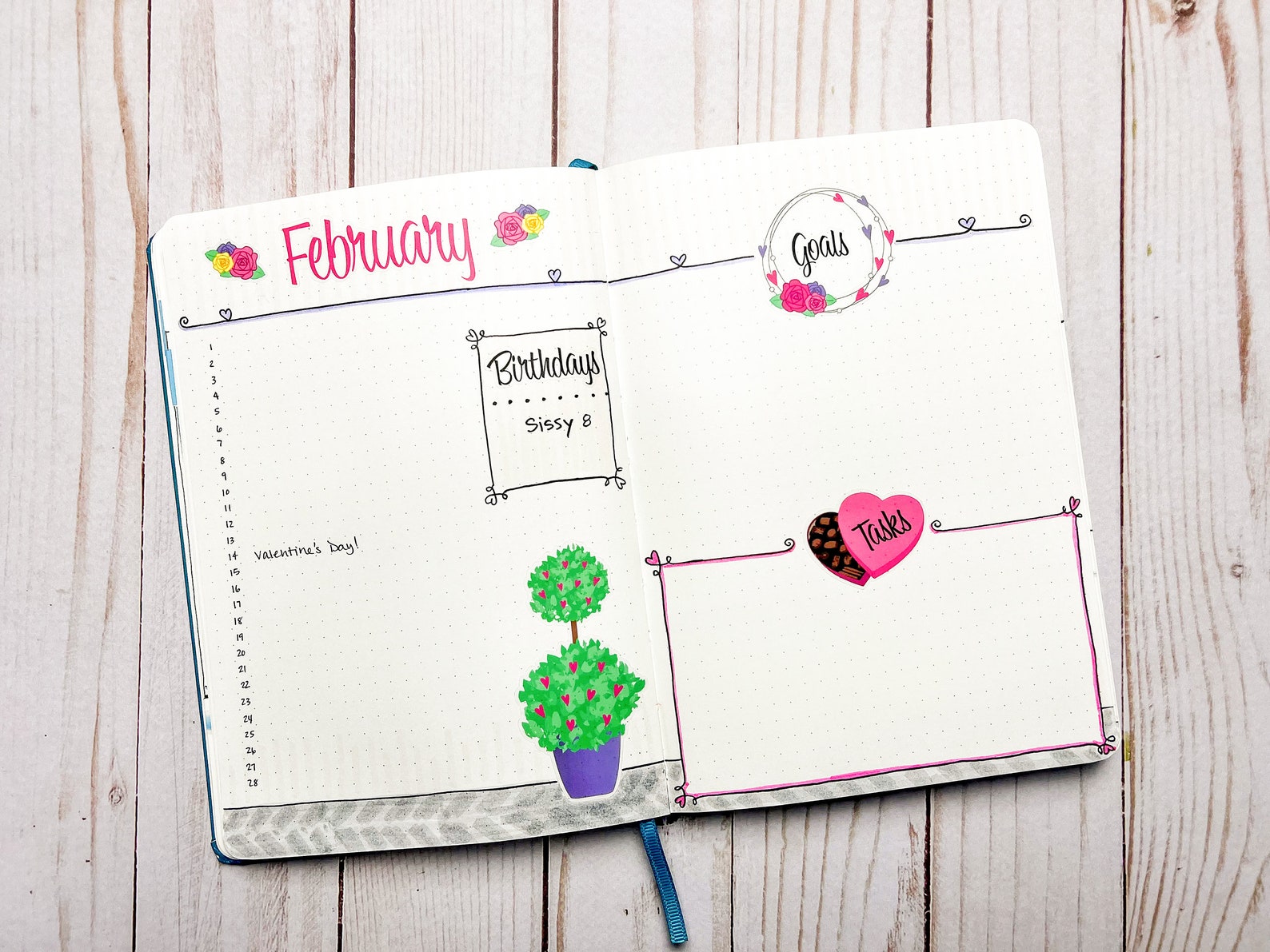 February Monthly Bullet Journal Sticker Kit Valentines - Etsy