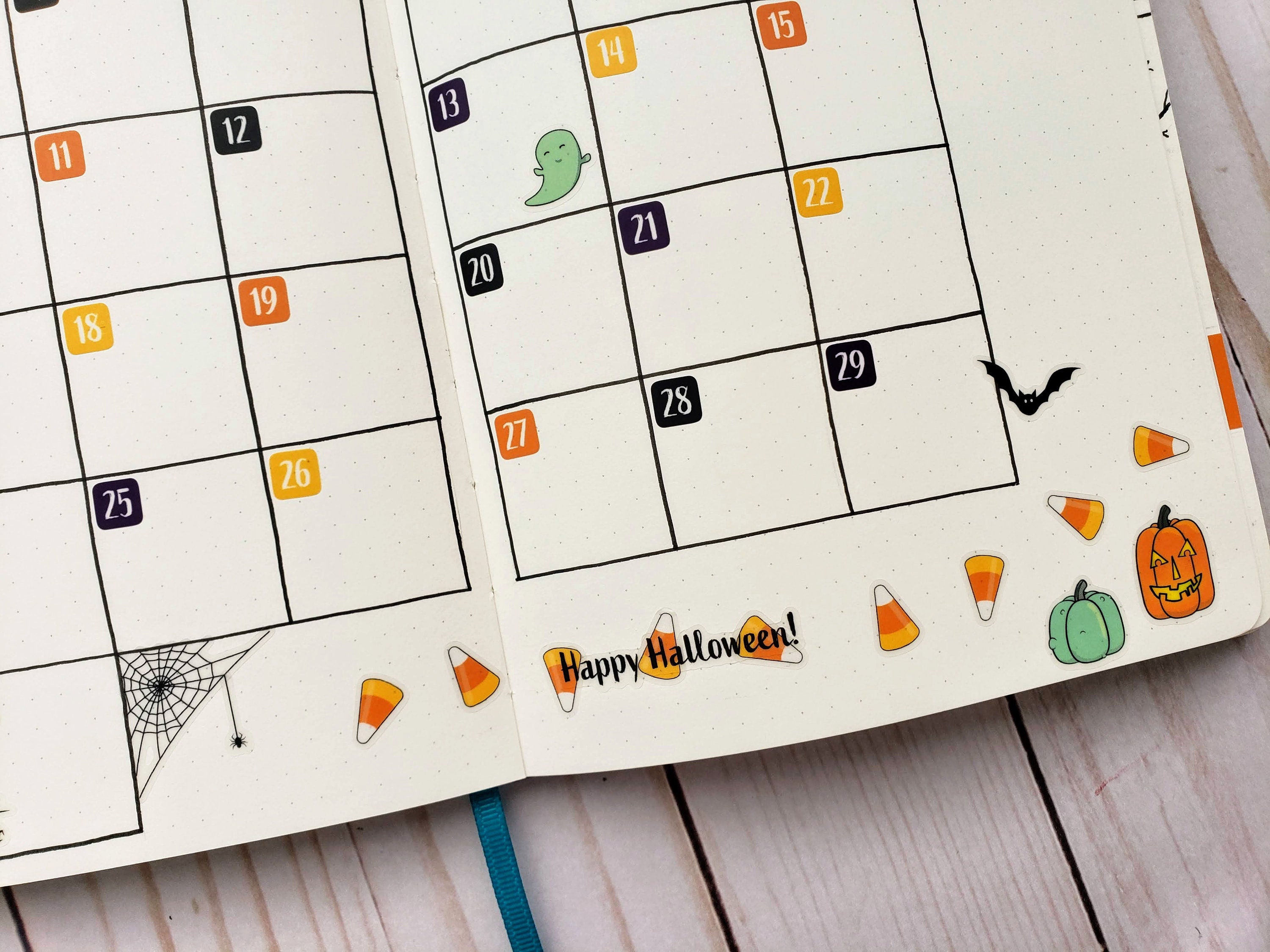 October Bullet Journal Sticker Sheet - Basics - Halloween Themed ...