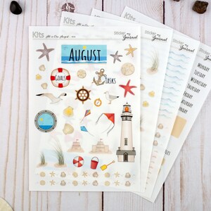 August Monthly Bullet Journal Sticker Kit Beach themed | Etsy