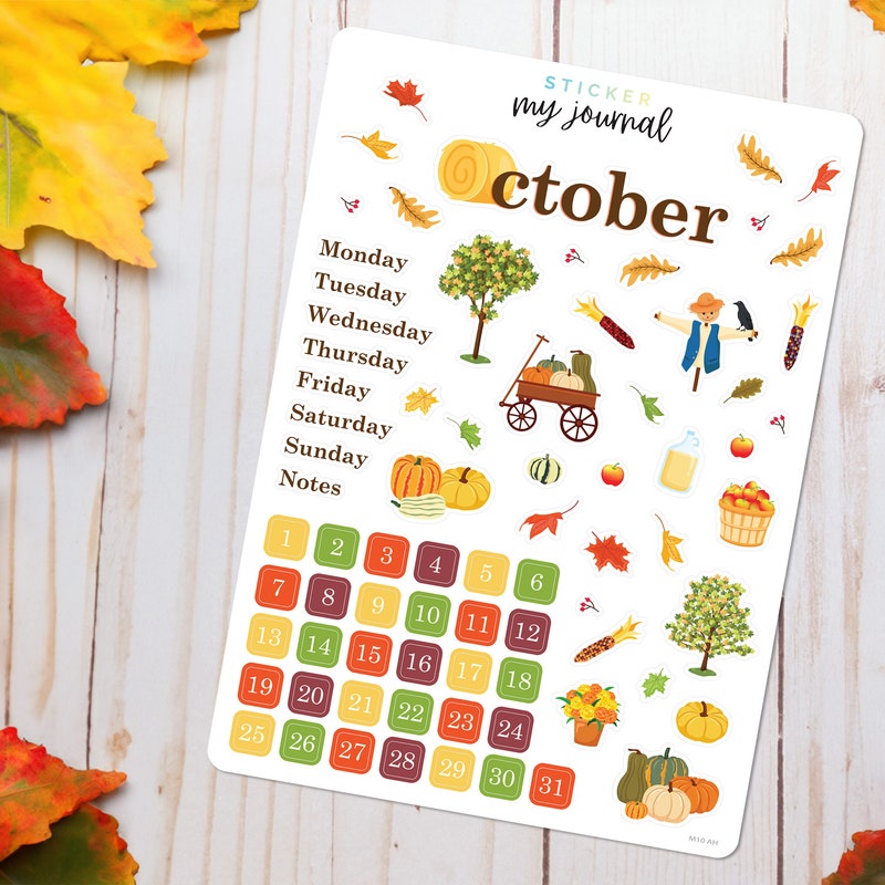 October Stickers - Etsy