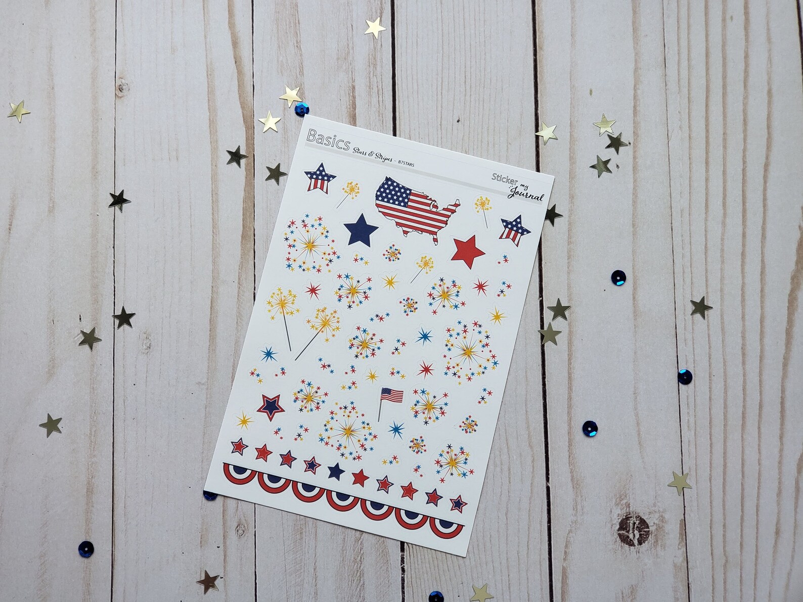 Stars & Stripes Sticker Sheet themed stickers for your | Etsy