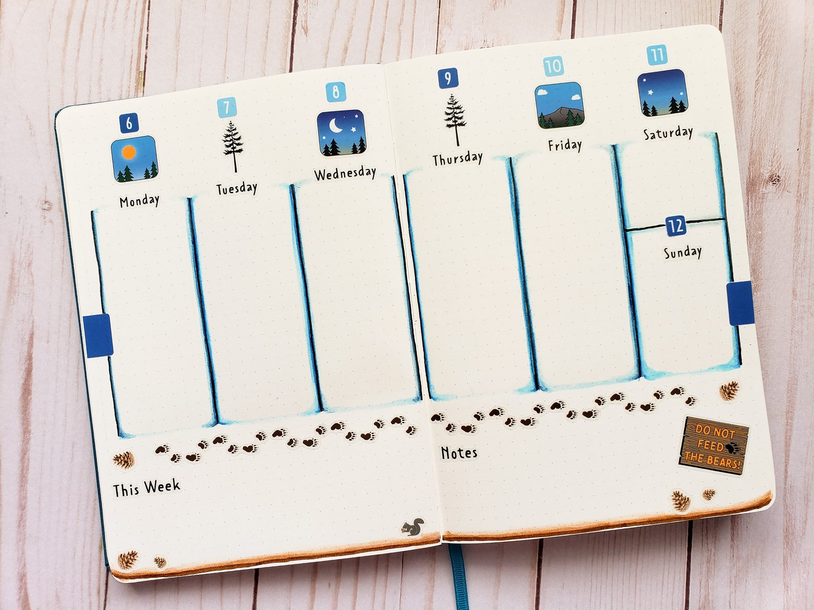 June Monthly Bullet Journal Sticker Kit - Summer Camping Themed ...
