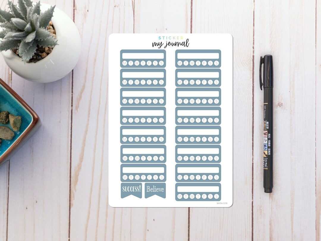 Weekly Habit Trackers Horizontal | Coastal Blue | Colorful Habit ...