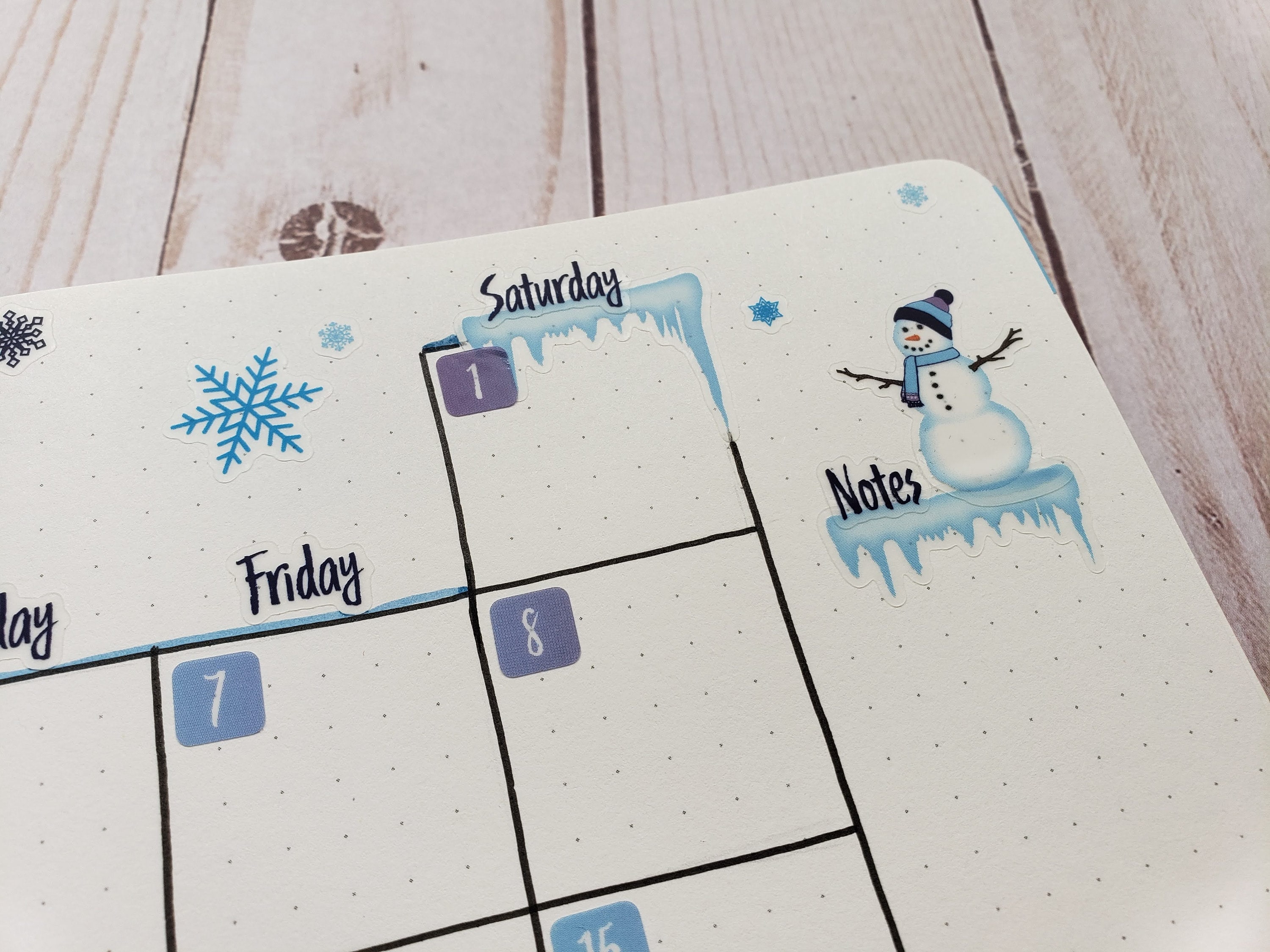 January Bullet Journal Sticker Sheet Basics Winter Themed - Etsy