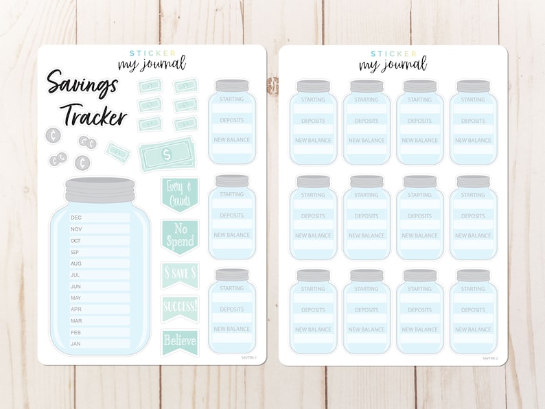 Savings Goal Tracker Sticker Kit Set and Track Savings Goals | Etsy