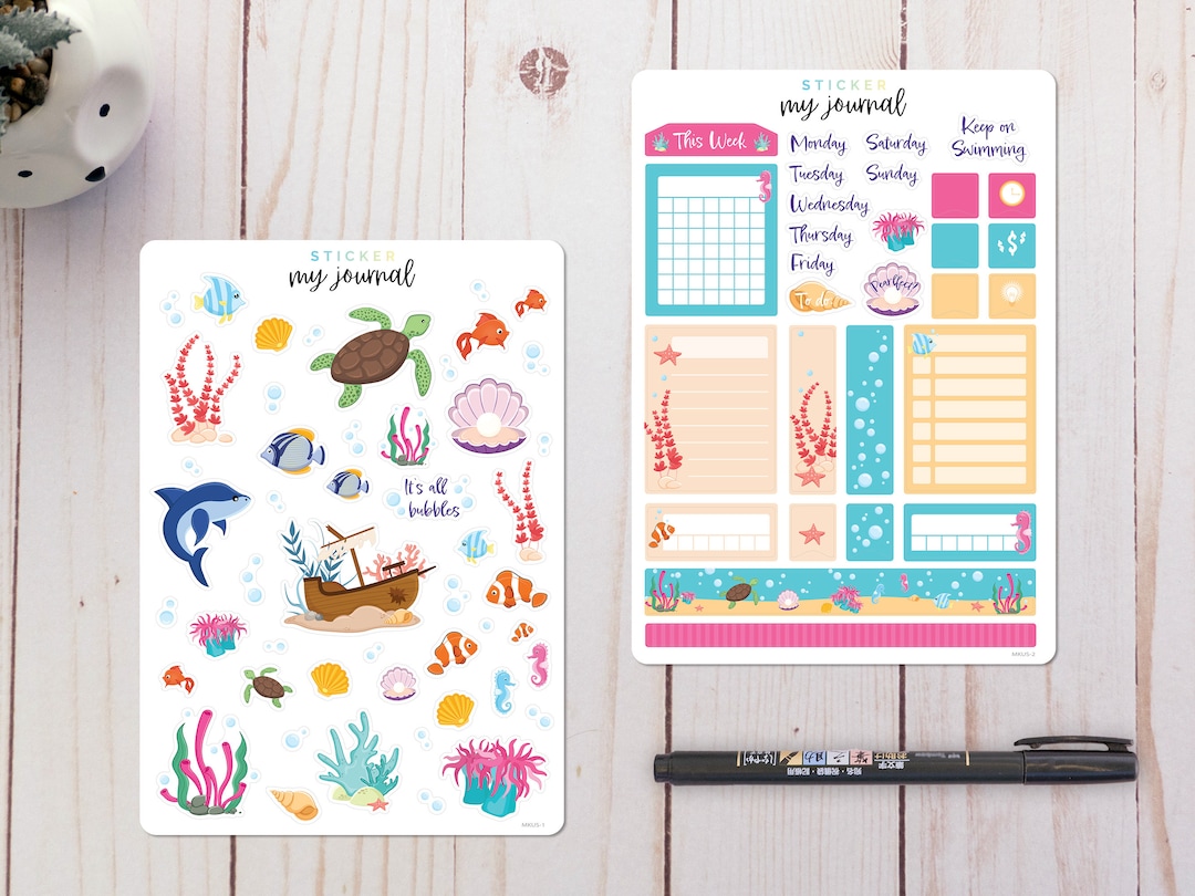 Undersea Ocean Life Any Month Undated Writeable Sticker Kit for Your ...