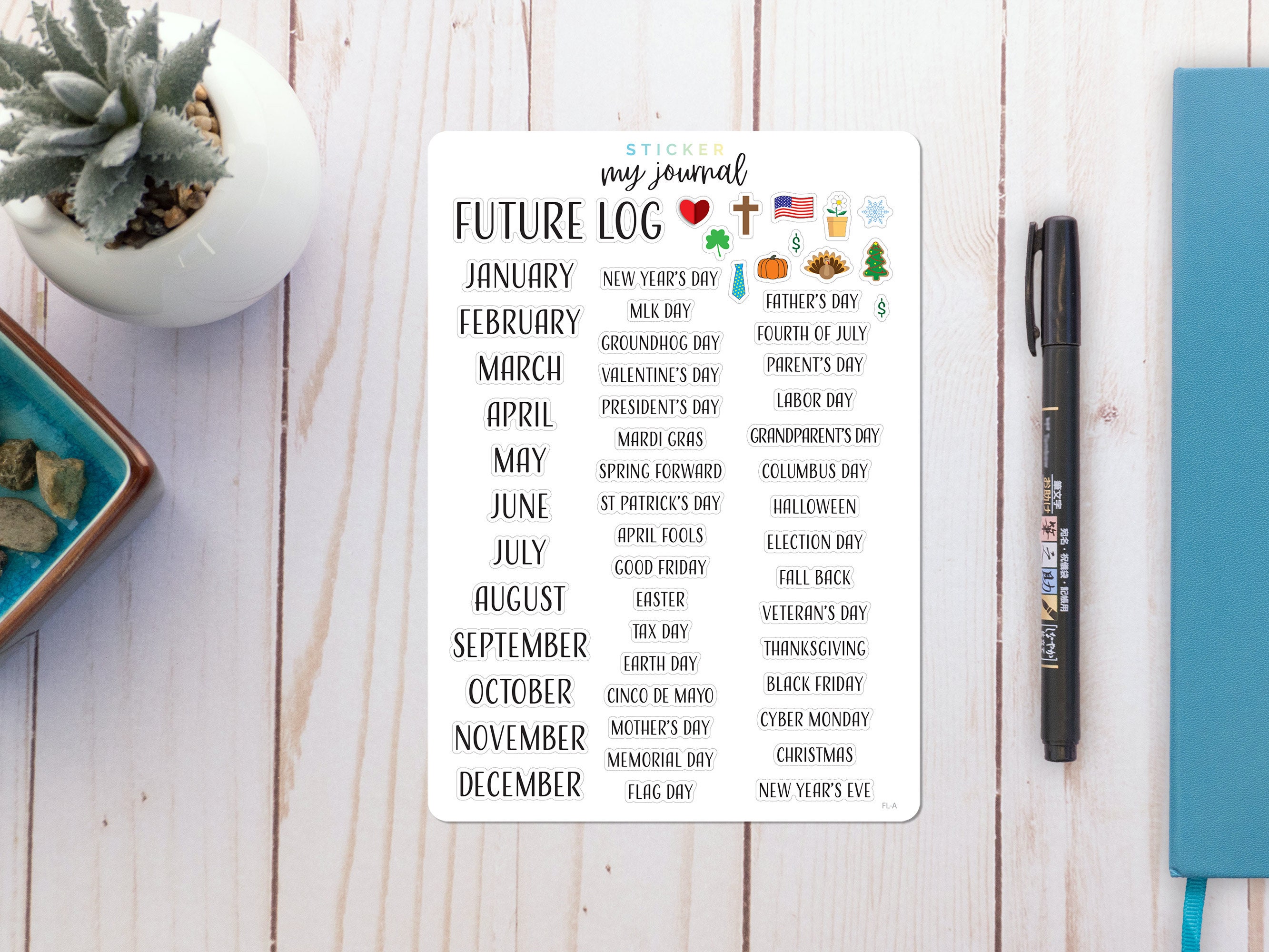 Future Log & Holiday Events List - Style A - Months of the Year ...