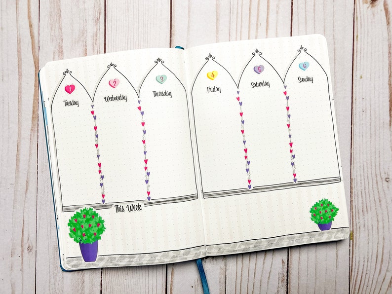 February Monthly Bullet Journal Sticker Kit Valentines - Etsy