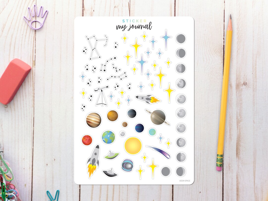 Space Out Sticker Sheet - Themed Stickers for Your Bullet Journal ...
