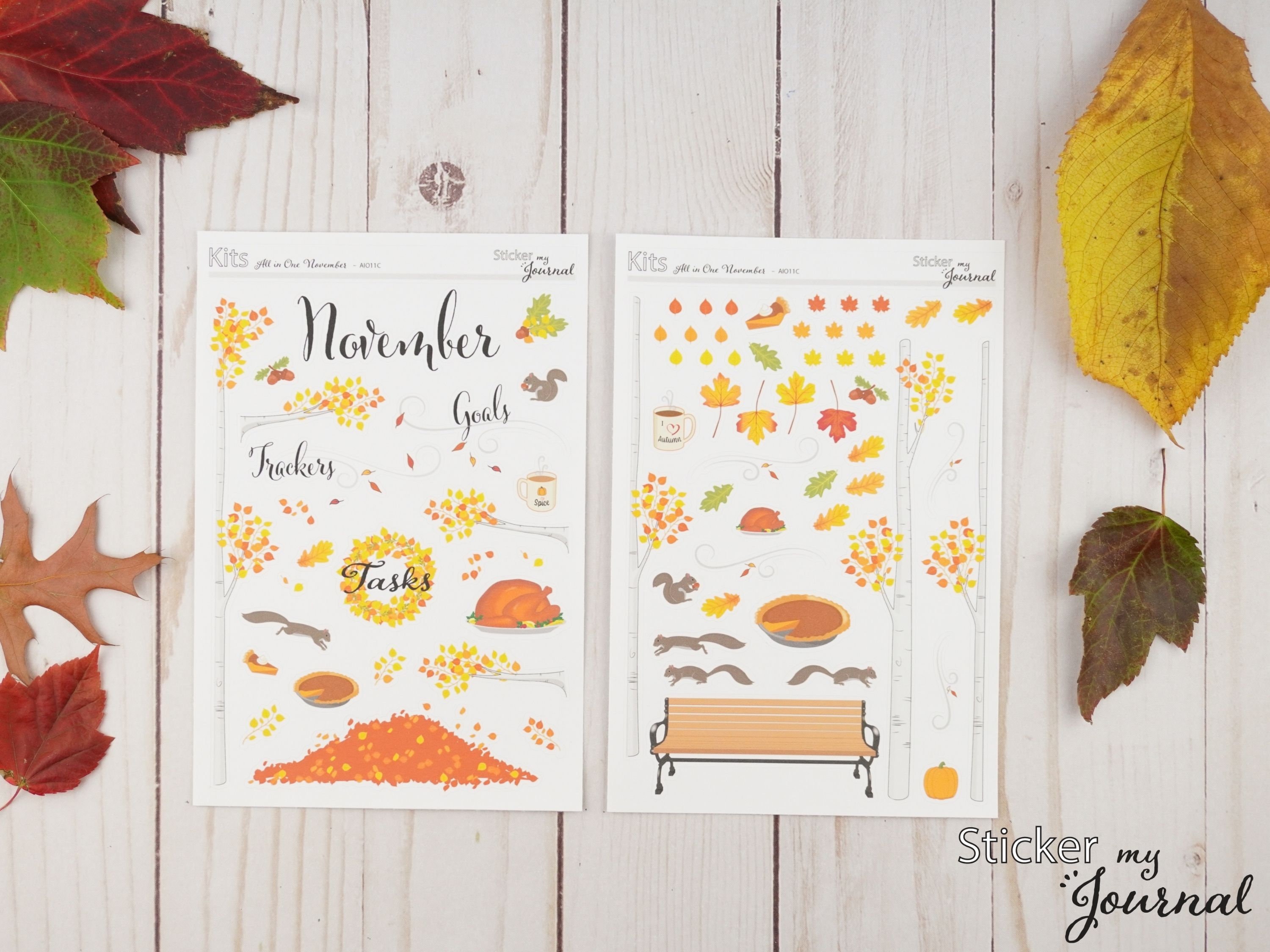 November Monthly Bullet Journal Sticker Kit Autumn | Etsy