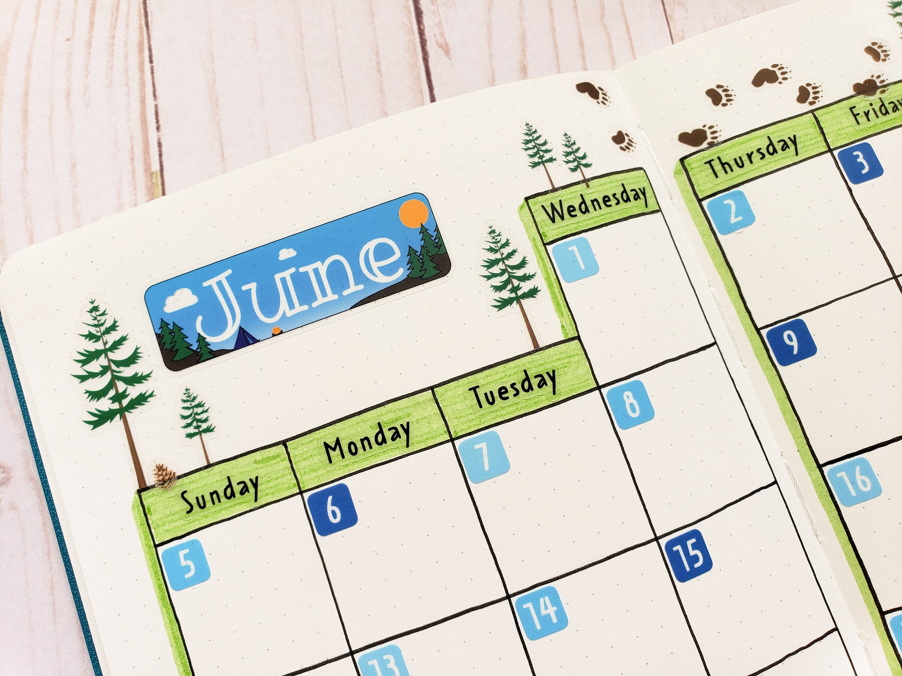 June Bullet Journal Sticker Sheet Basics Summer Themed | Etsy