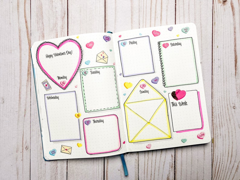 February Monthly Bullet Journal Sticker Kit Valentines - Etsy