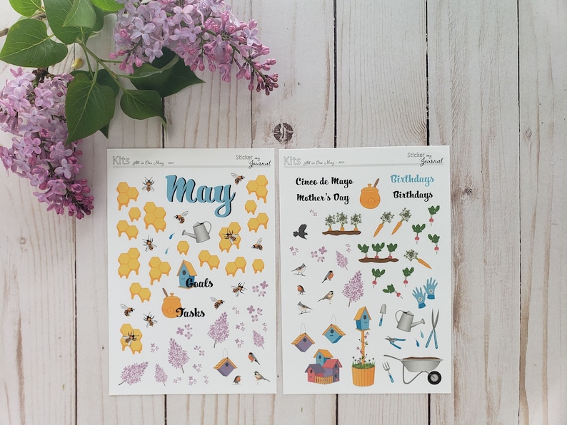May Monthly Bullet Journal Sticker Kit Spring Garden themed | Etsy