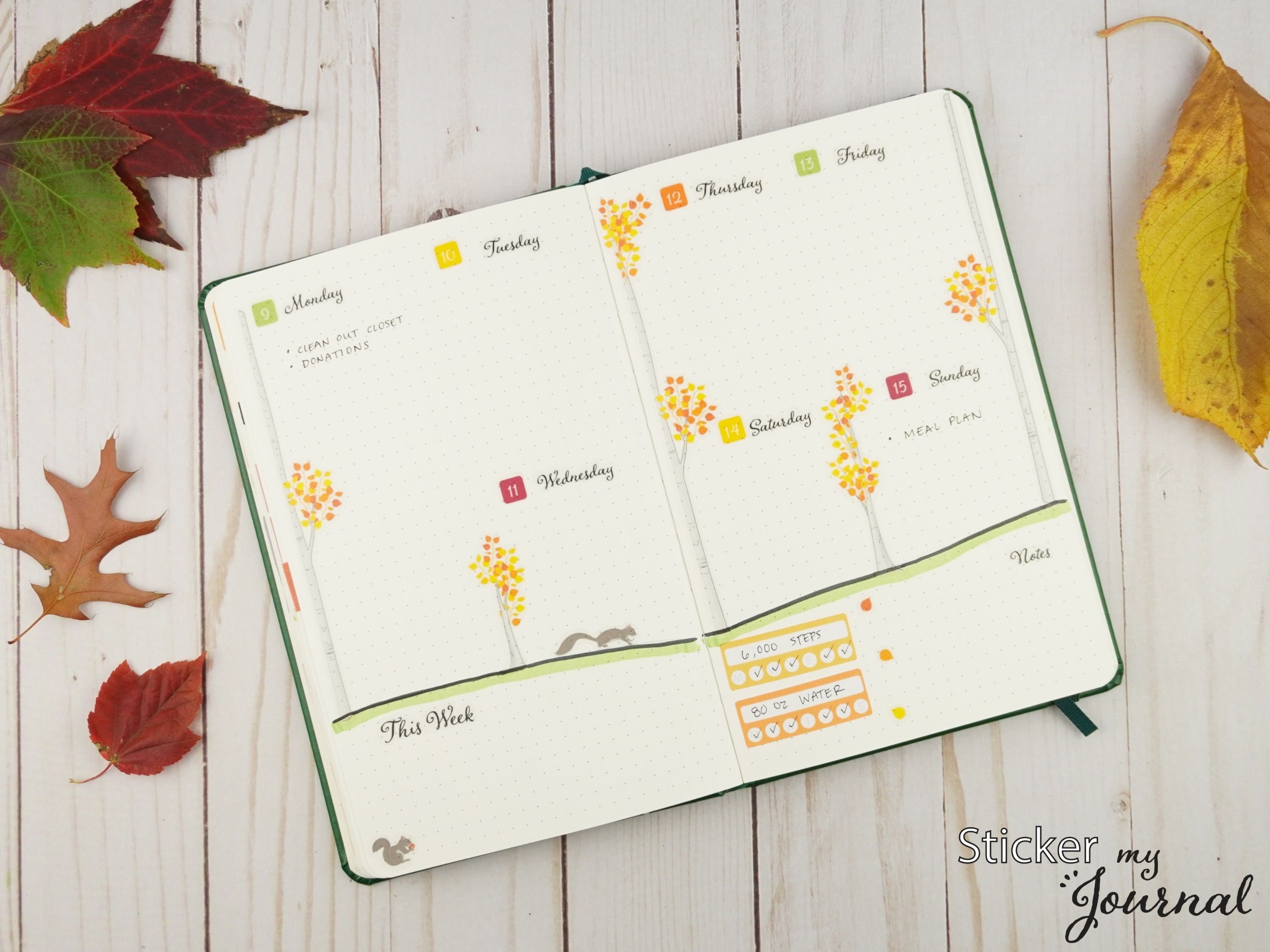November Monthly Bullet Journal Sticker Kit Autumn | Etsy