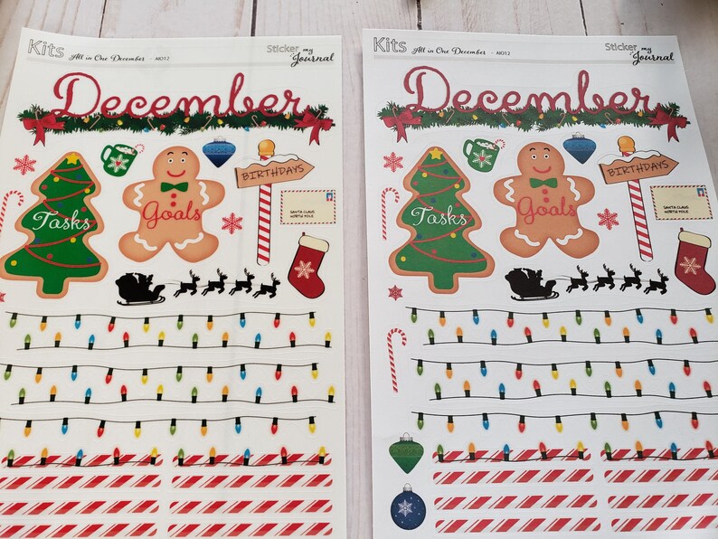 December Monthly Bullet Journal Sticker Kit Christmas Themed | Etsy