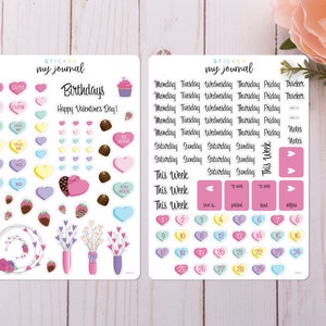 February Monthly Bullet Journal Sticker Kit - Valentines Themed ...