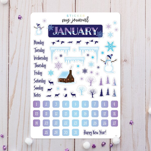 January Themed Stickers - Etsy
