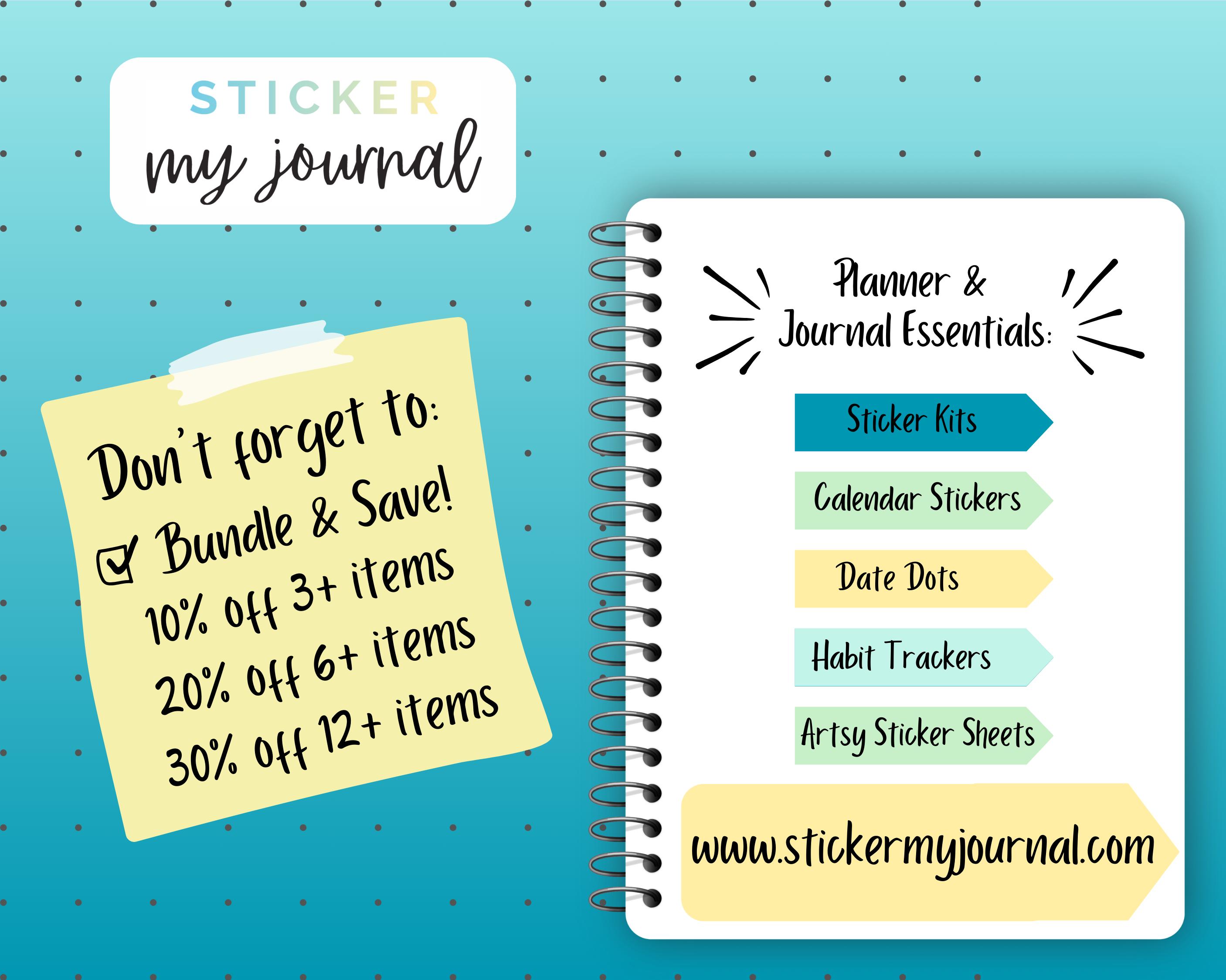 January Monthly Bullet Journal Sticker Kit - It's About Time - Themed ...