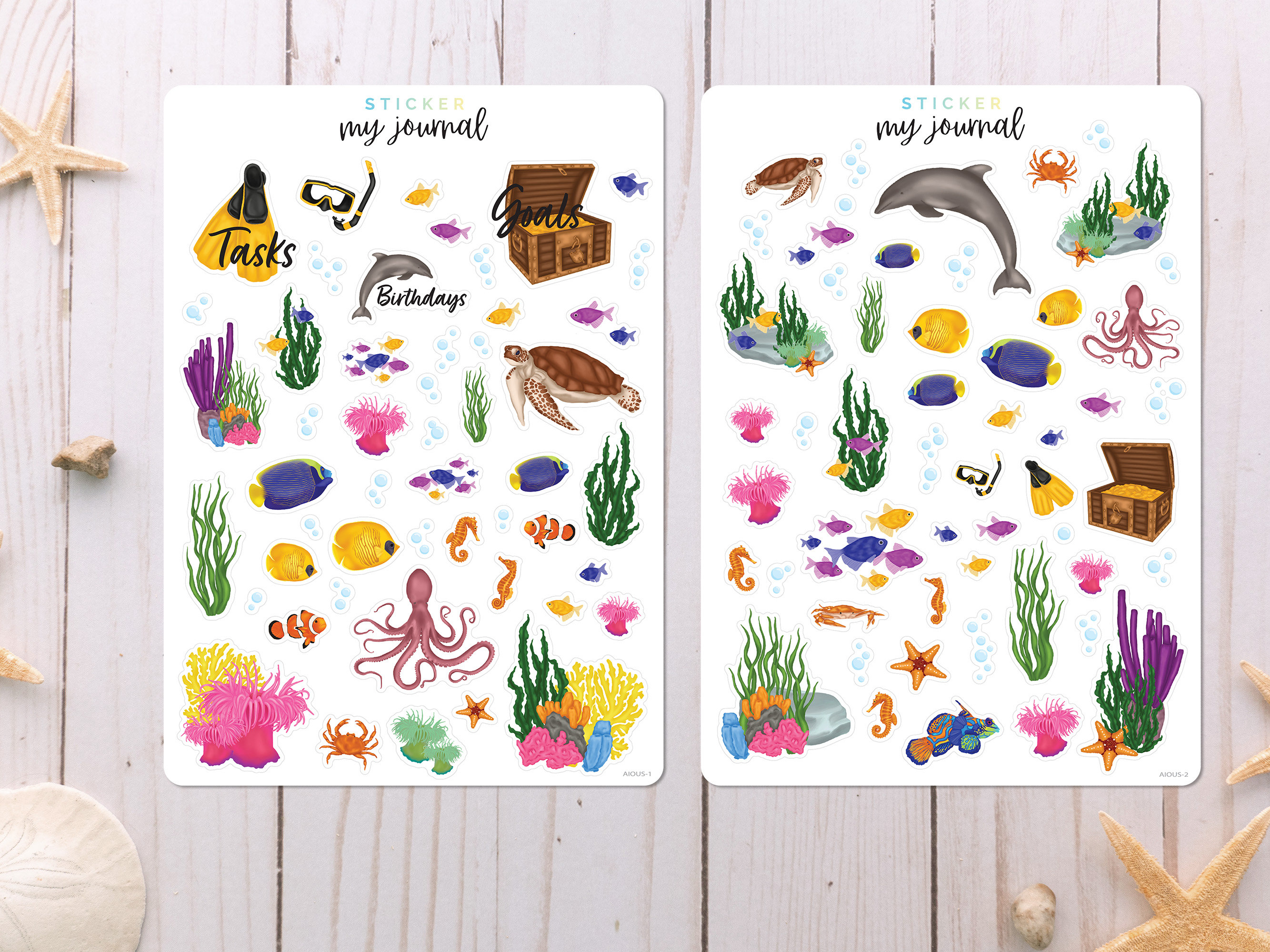 Undersea Any Month Undated Bullet Journal Sticker Kit - Themed Sticker ...