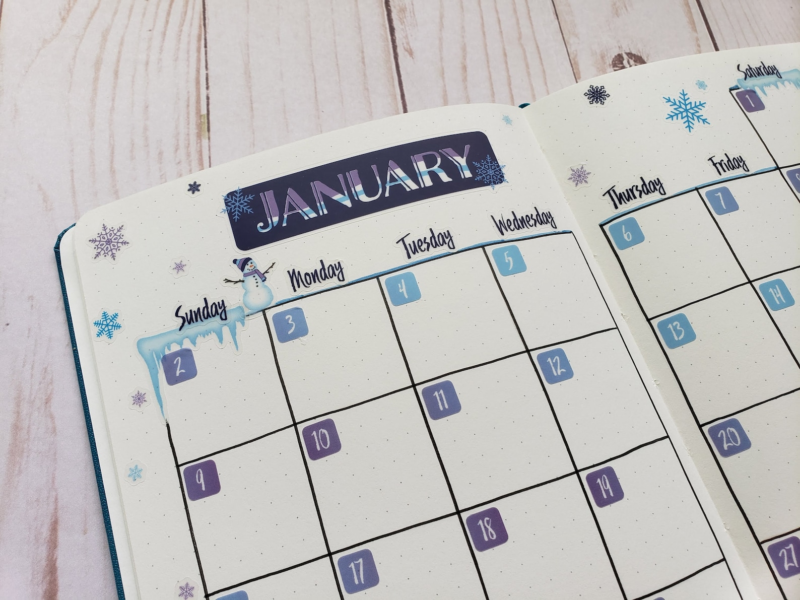 January Bullet Journal Sticker Sheet - Winter Themed Stickers for Your ...