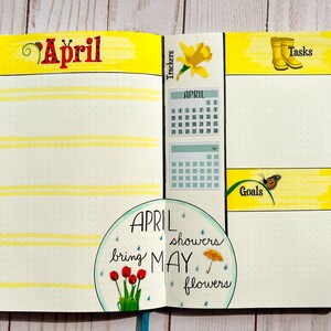 April Monthly Bullet Journal Sticker Kit - Spring Themed Stickers for ...