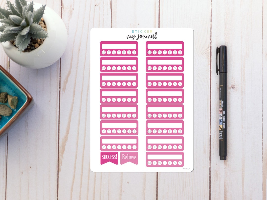 Weekly Habit Trackers Horizontal | Pink Gradient | Colorful Habit ...