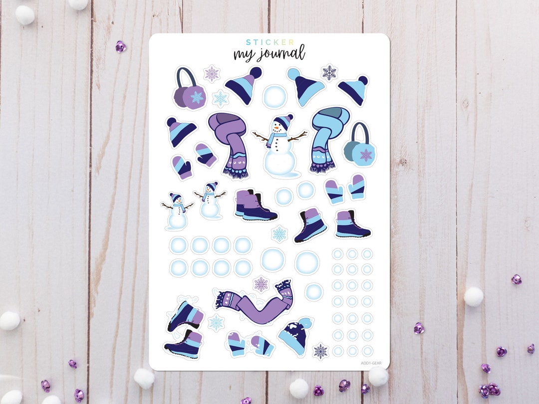 Winter Gear Stickers - Snowy Themed Stickers for Your Bullet Journal ...