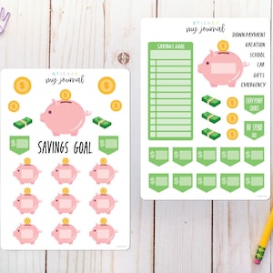 Piggy Bank Savings Goal Tracker Sticker Kit | Set and Track Savings ...