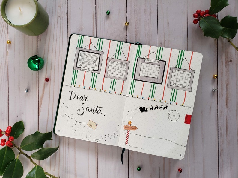 December Monthly Bullet Journal Sticker Kit Christmas Themed | Etsy